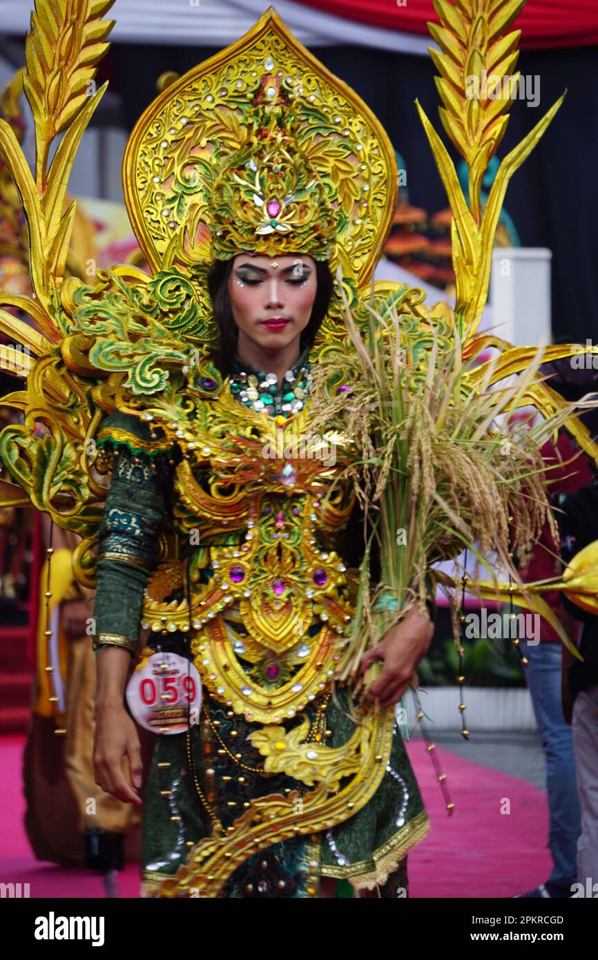 The participant in Biro Fashion Carnival. This is one of the Indonesian costume carnivals Stock ...