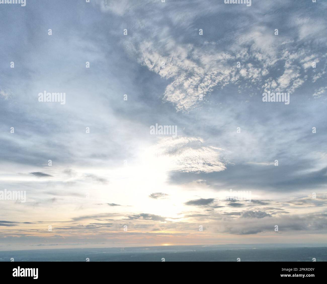 Hdr blue sunset sky texture background aerial drone view Stock Photo ...