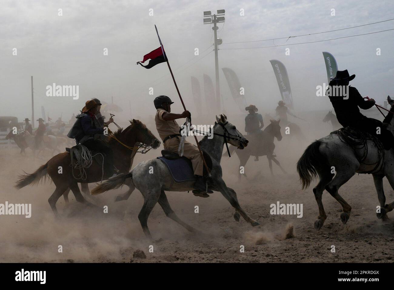 Cowboys enter the arena during the inauguration of two-day Rupununi ...