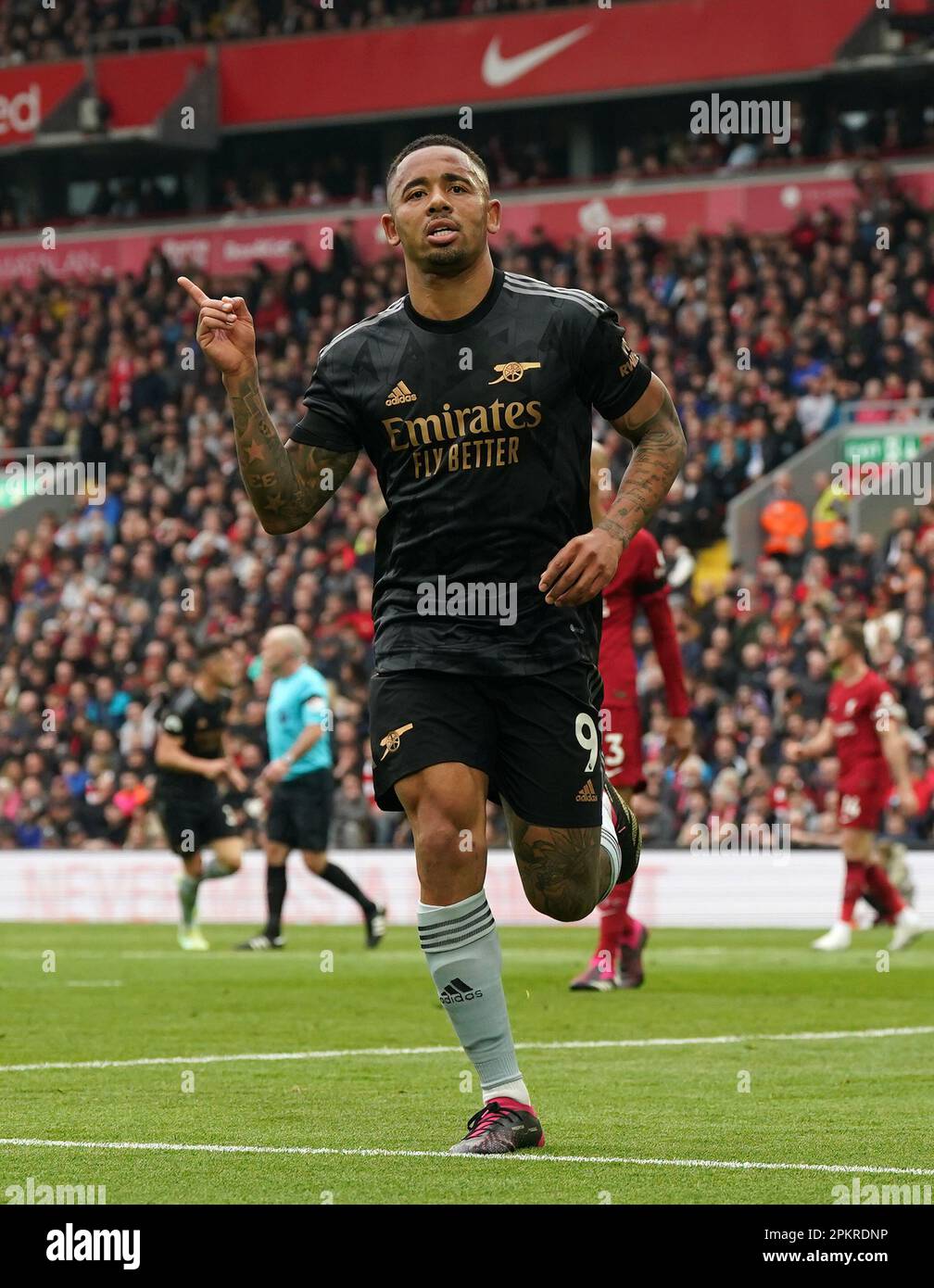 Arsenal's Gabriel Jesus celebrates scoring their side's second goal of ...
