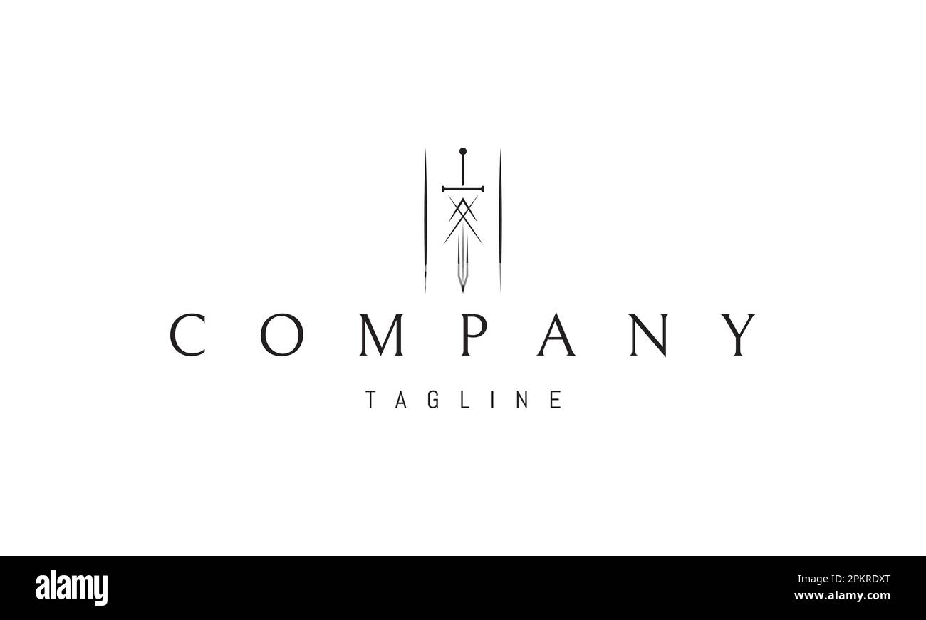 Vector logo on which an abstract image of a sword with runes in a ...