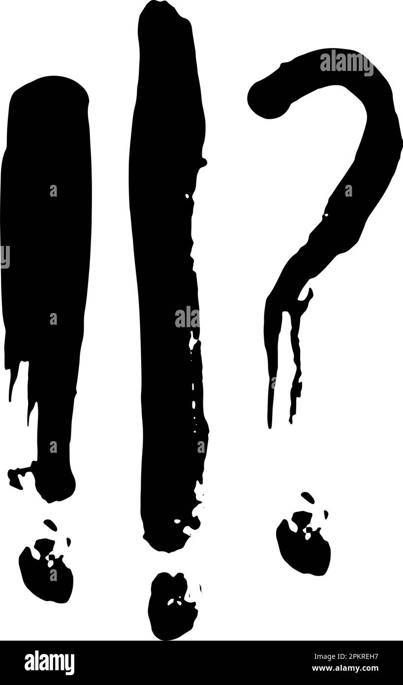 Line brush effect of symbols made with ink marker, paint drop on vector ...