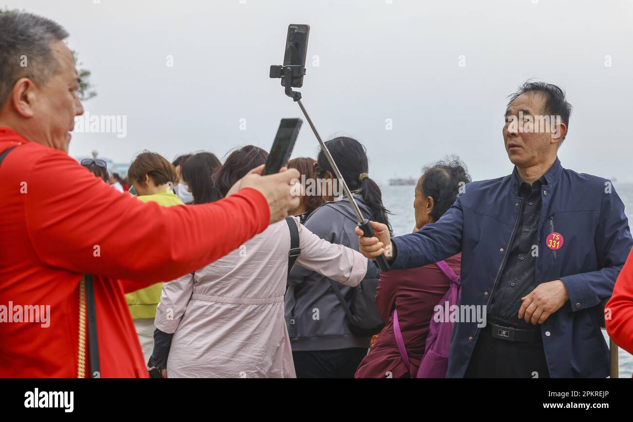 Mainland tourists take selfie at Golden Bauhinia Square, Wan Chai ...