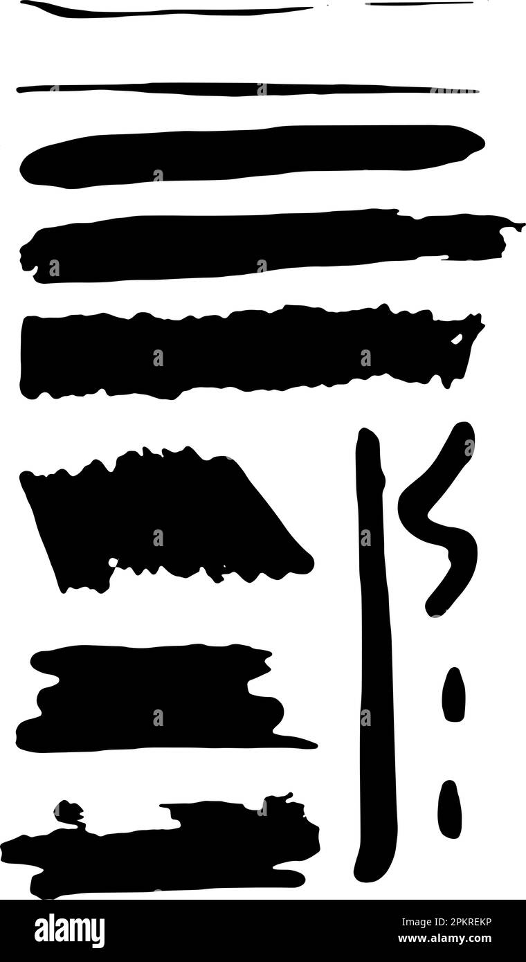 A collection of line brush effect of ink marker, paint drop on vector ...
