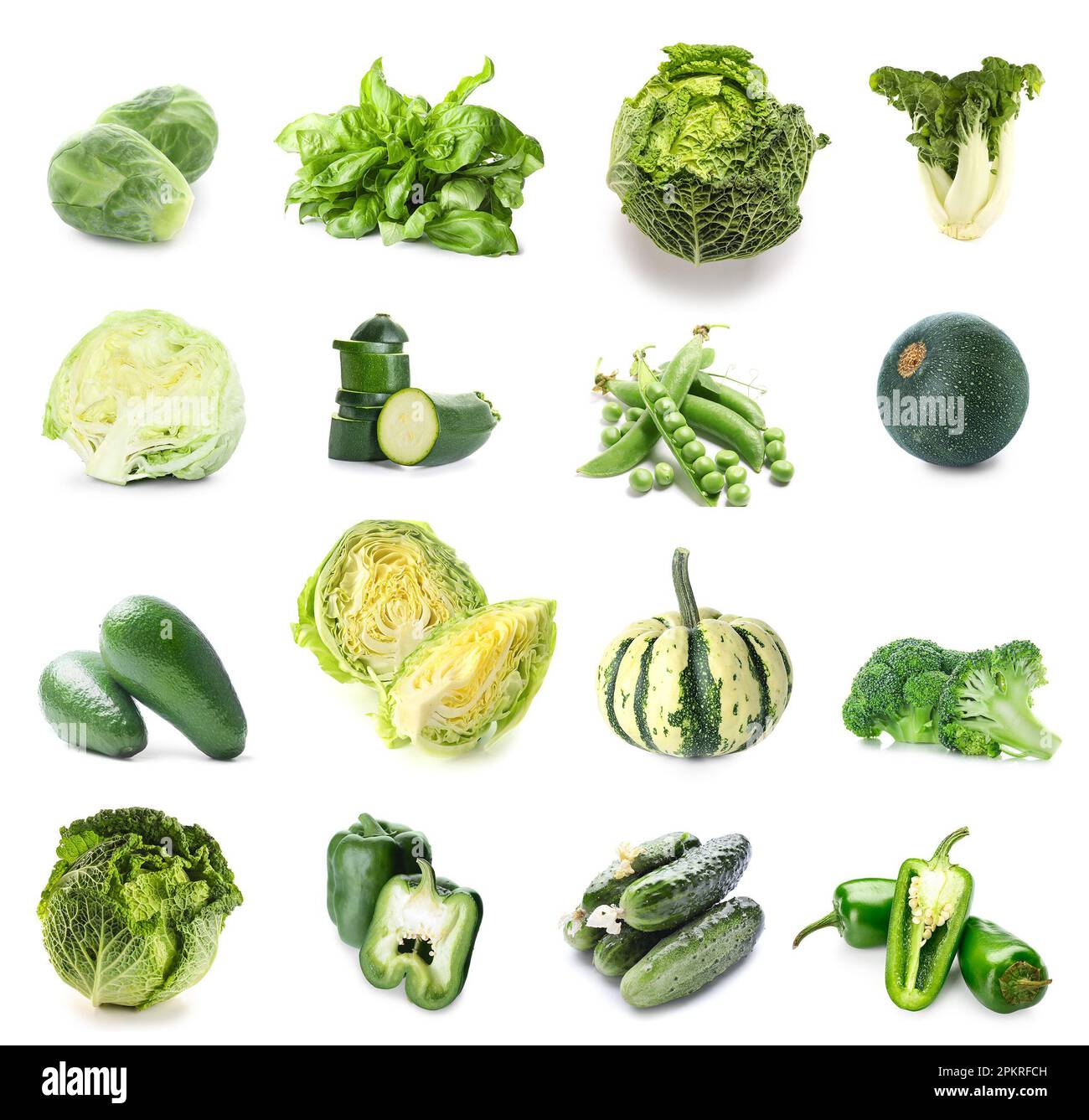 Set of fresh green vegetables on white background Stock Photo - Alamy