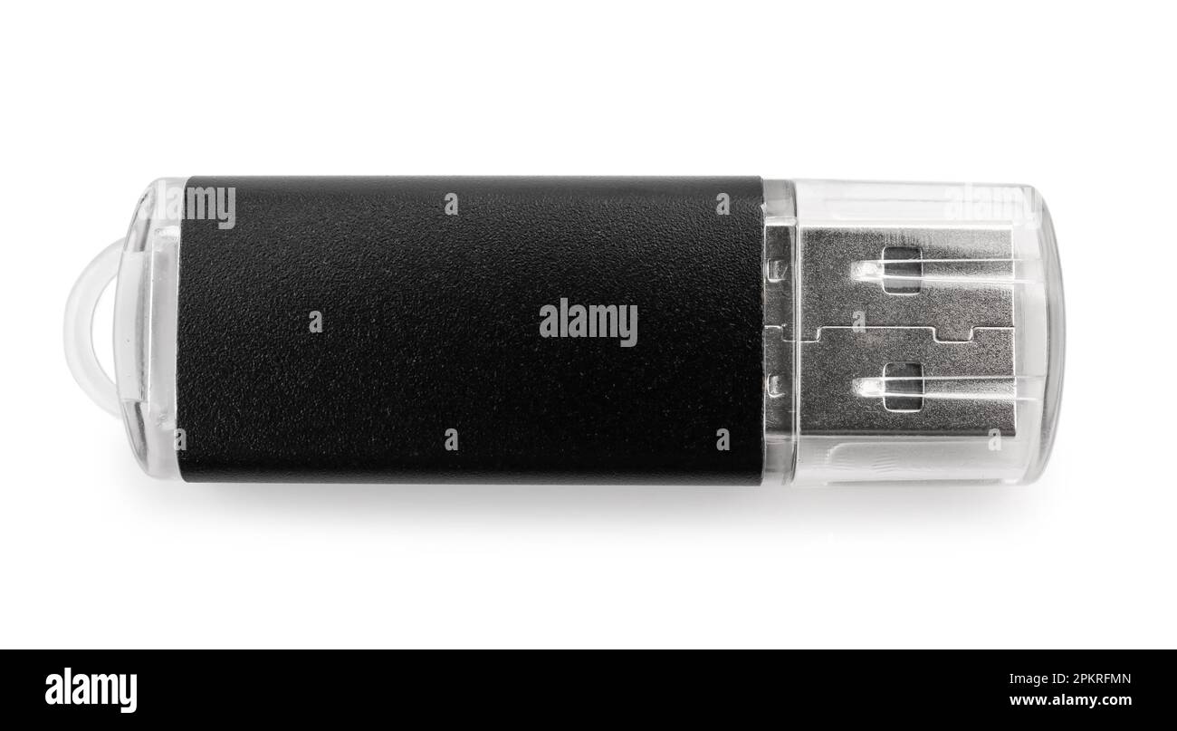 Black USB flash drive on white background Stock Photo - Alamy