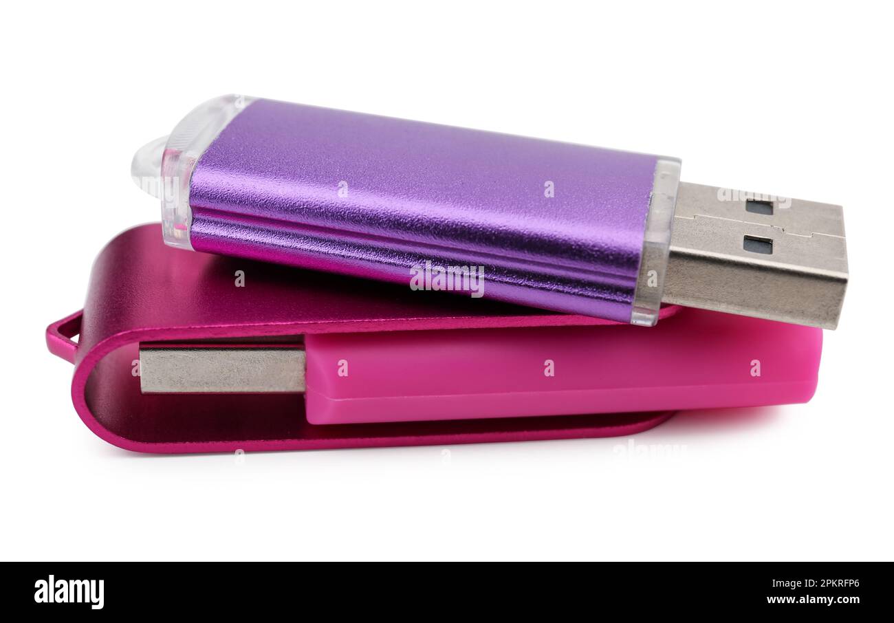 Colorful USB flash drives on white background Stock Photo - Alamy