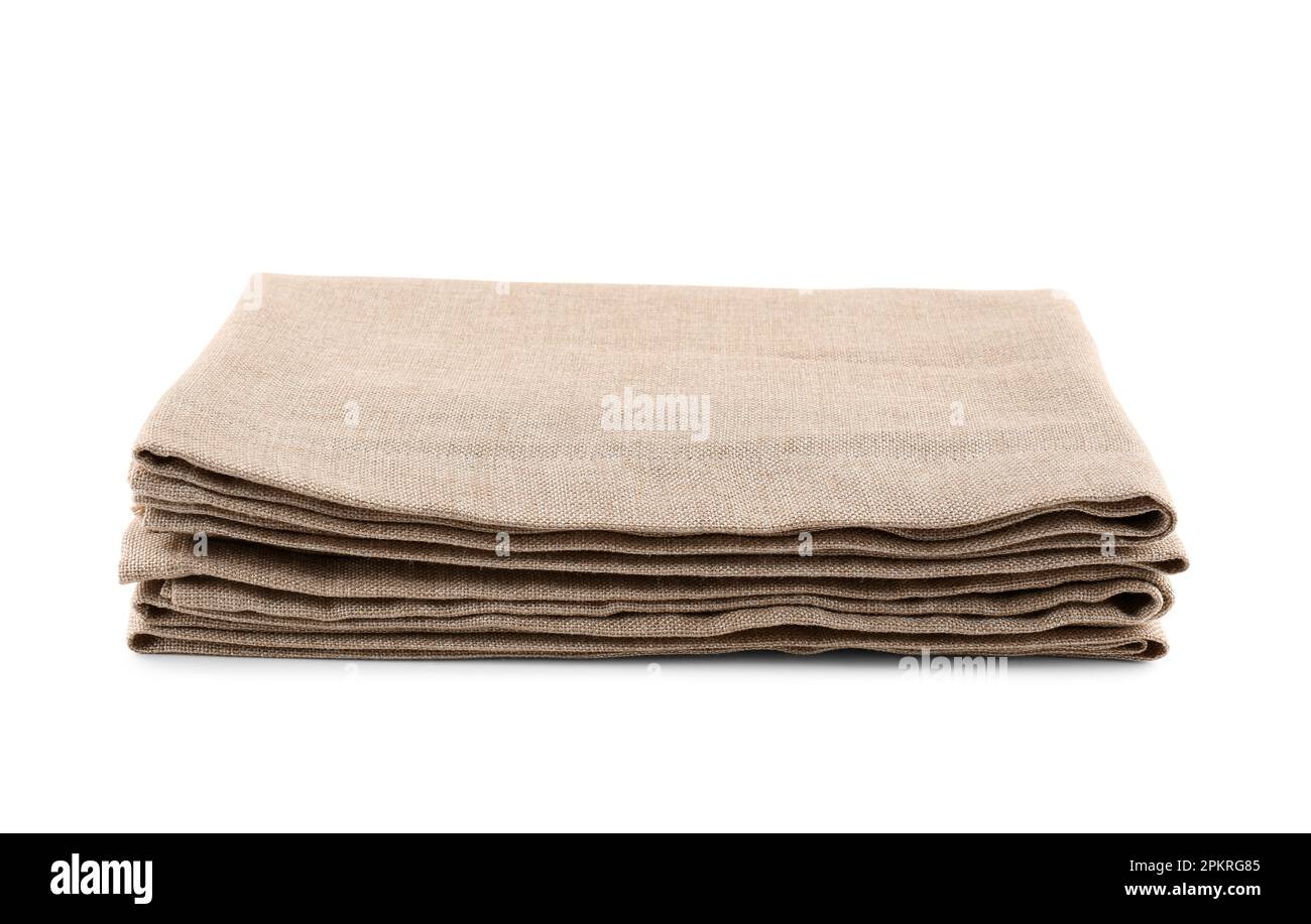 Folded fabric napkins isolated on white background Stock Photo - Alamy