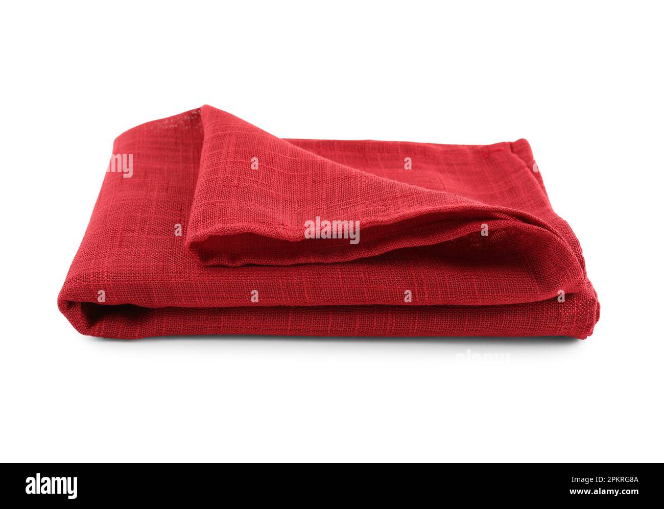 Red folded napkin on white background Stock Photo - Alamy