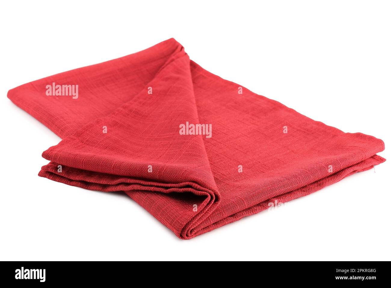 Red folded napkin on white background Stock Photo - Alamy