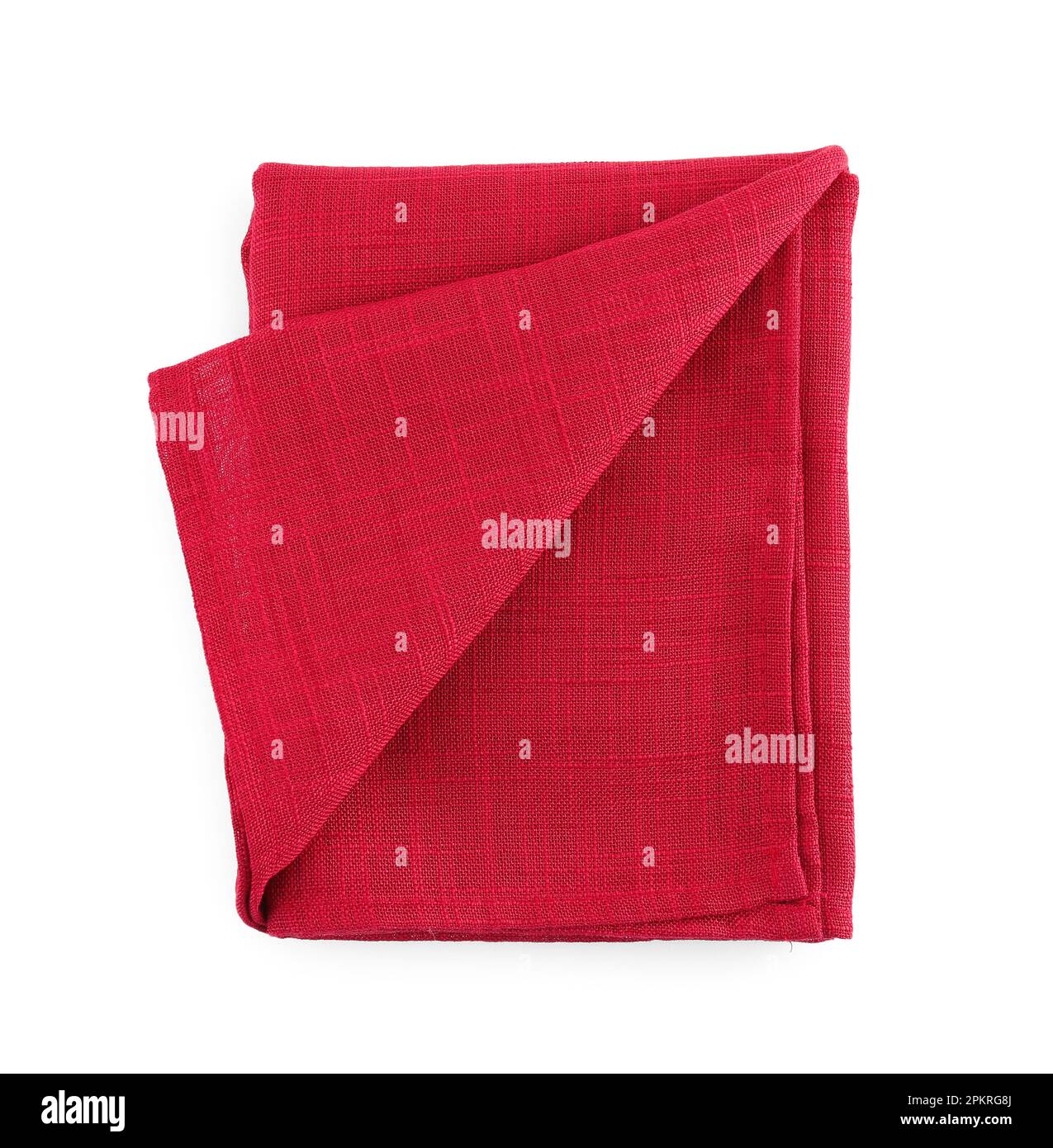 Red folded napkin on white background Stock Photo - Alamy