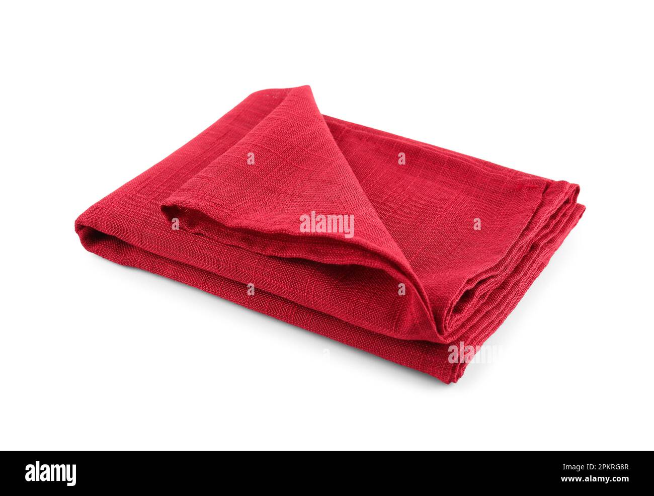 Red folded napkin on white background Stock Photo - Alamy