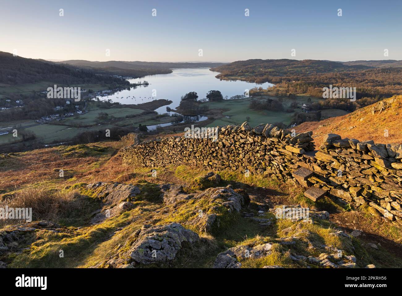 View from Loughrigg Fell, above the town of Ambleside, and with a ...