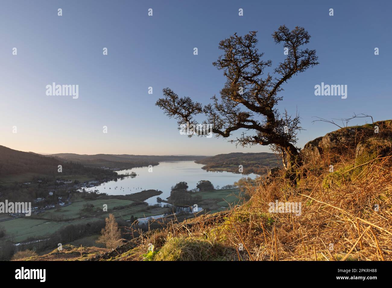 View from Loughrigg Fell, above Ambleside, with a stunning view down ...