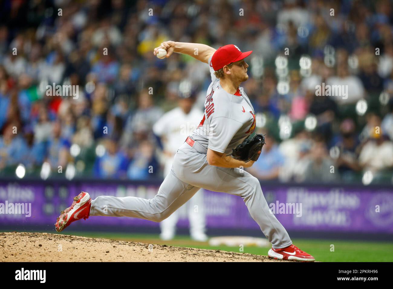 April 8, 2023: St. Louis Cardinals relief pitcher Zack Thompson (57) pitching in middle relief ...