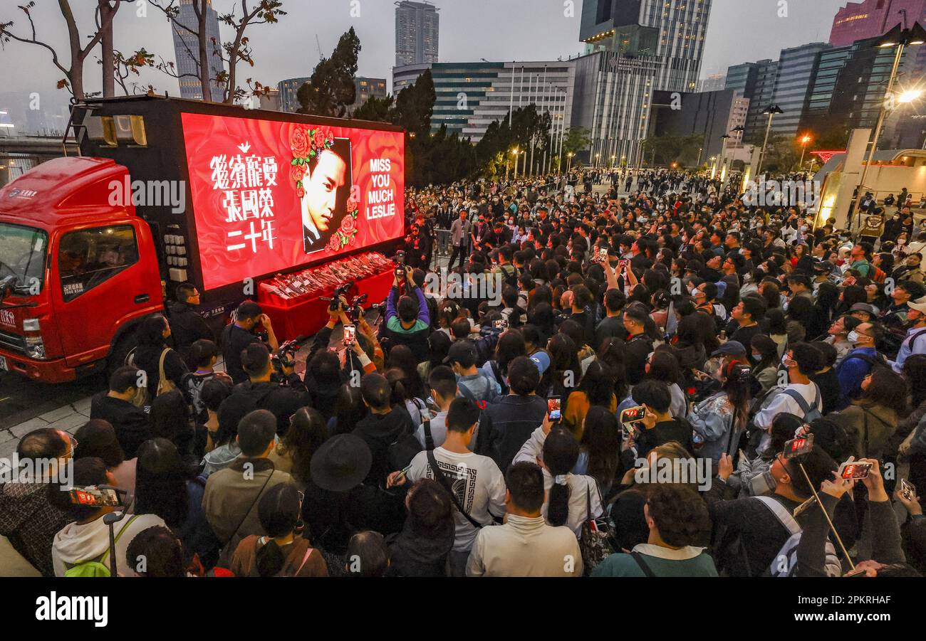 Fans observe a moment of silence outside Hong Kong Coliseum, Hung Hom ...
