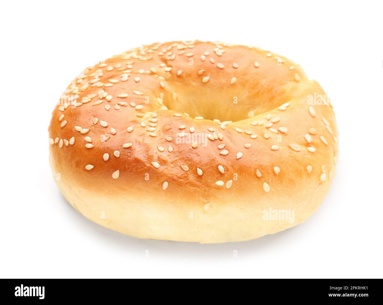 Tasty bagel with sesame seeds on white background Stock Photo - Alamy
