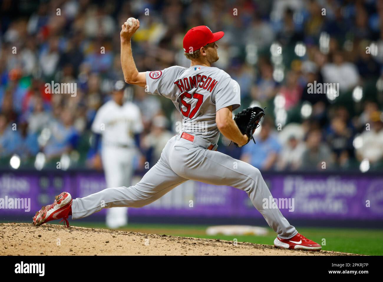 April 8, 2023: St. Louis Cardinals relief pitcher Zack Thompson (57) pitching in middle relief ...
