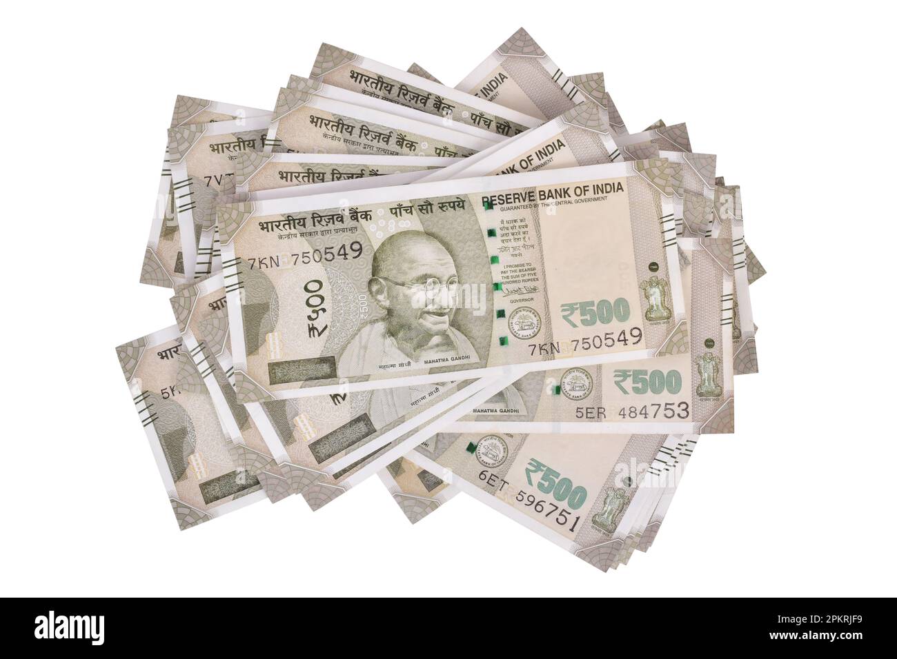 Top view of indian currency note isolated on white background Stock ...