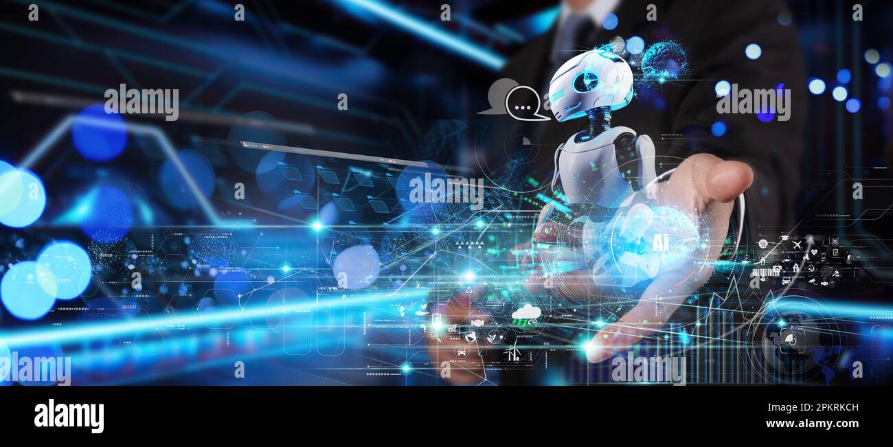 Ai chat bot communicate and interact to businessman provide smart data ...