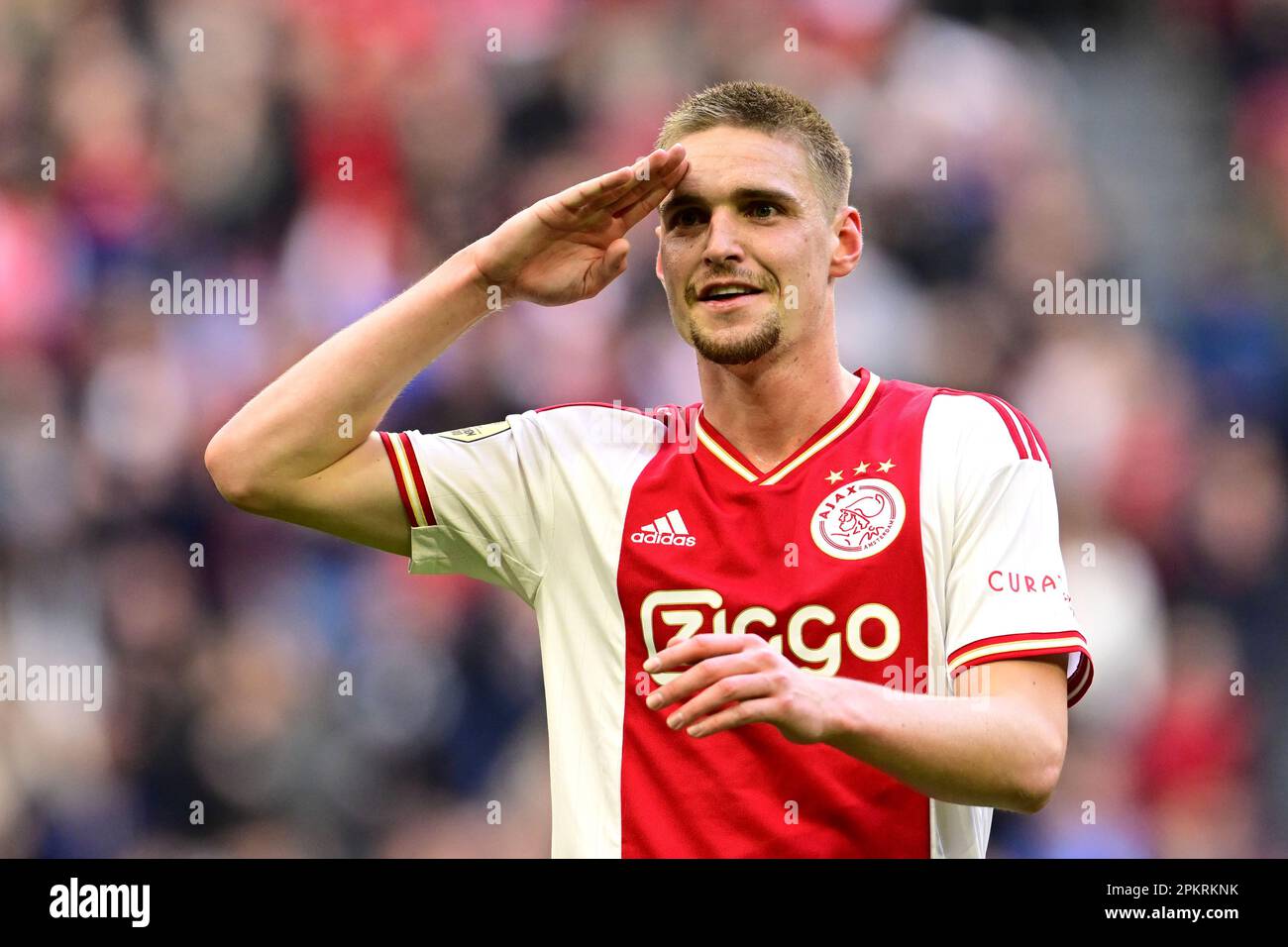 AMSTERDAM - Kenneth Taylor of Ajax celebrates the 4-0 during the Dutch ...
