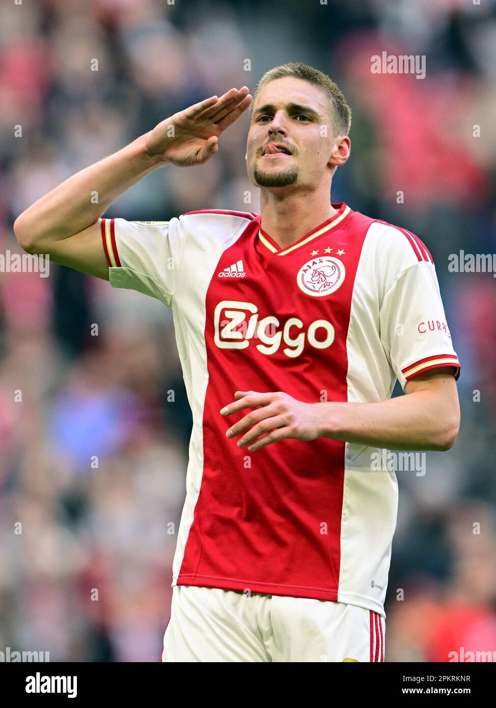 AMSTERDAM - Kenneth Taylor of Ajax celebrates the 4-0 during the Dutch ...