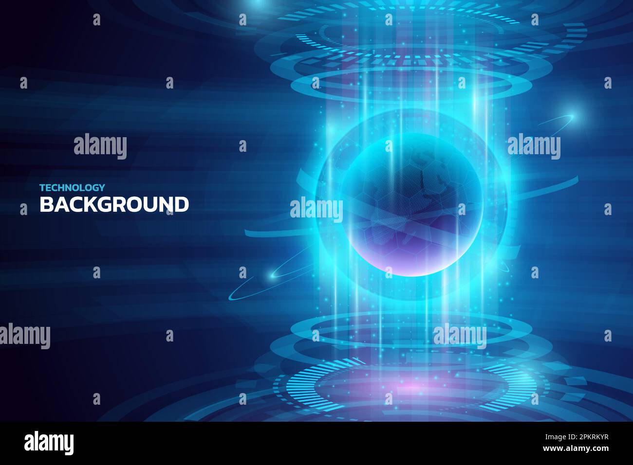 Digital technology background. Science hologram of Earth. Worldwide ...