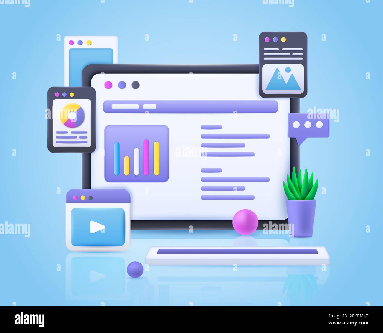 3D graphic. UX UI design. Website create. Web screen for computer ...