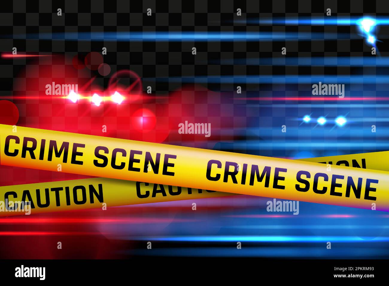 Police Caution Border Incident Scene Emergency Lights And Yellow