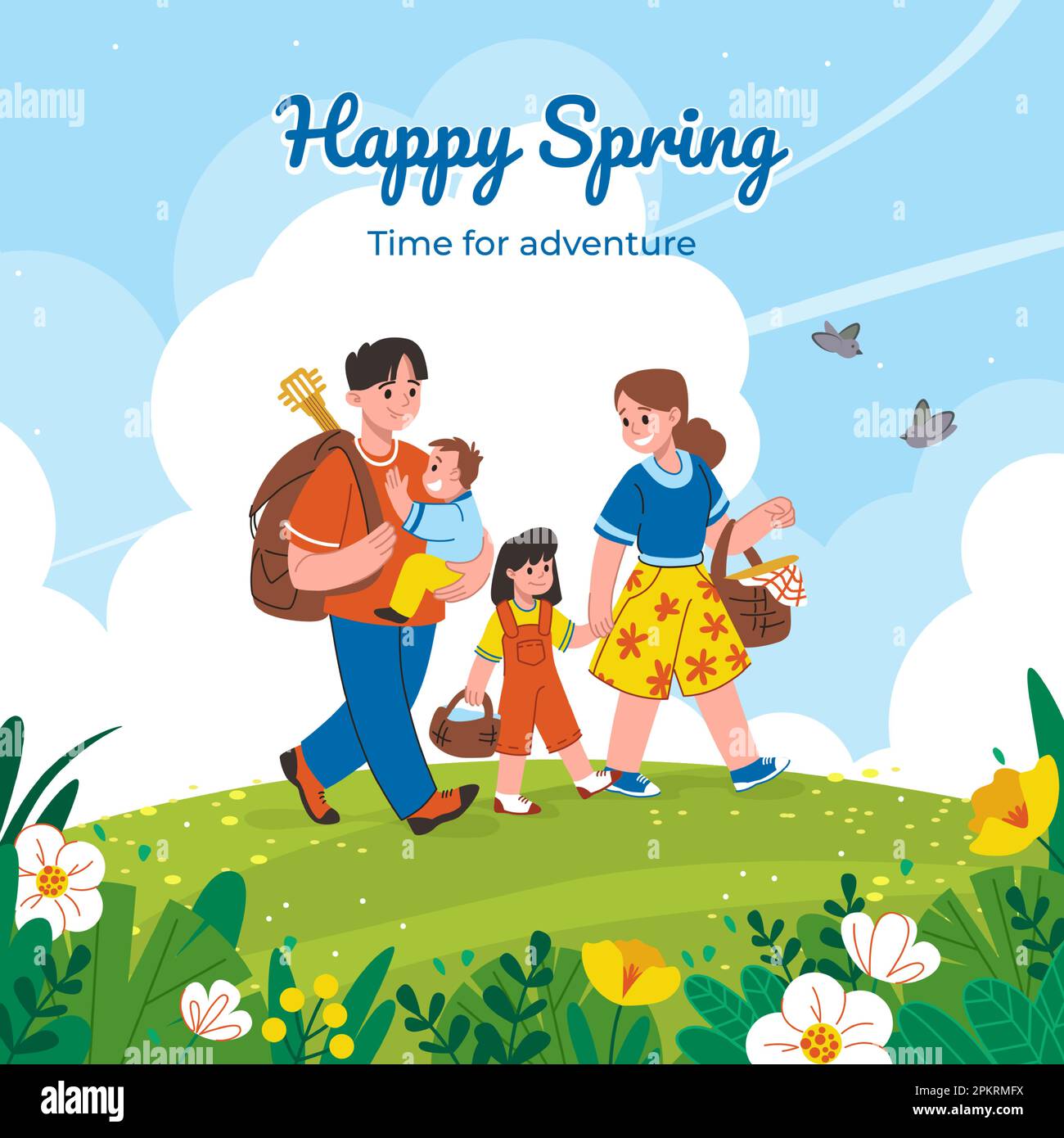 Child girl walking in field Stock Vector Images - Alamy