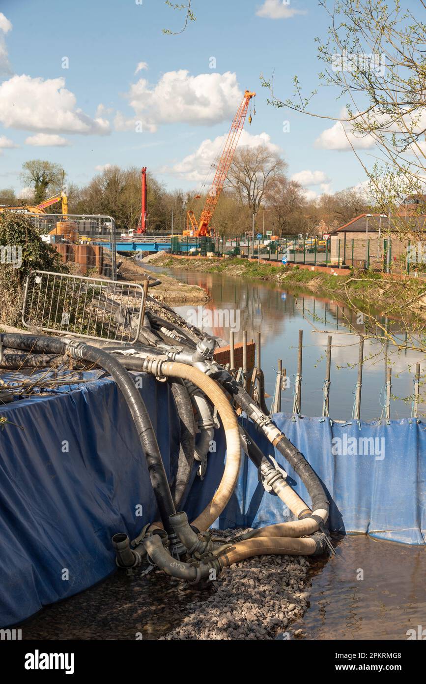 Salisbury, Wiltshire, England, UK. 2023. River Avon at the River Park ...