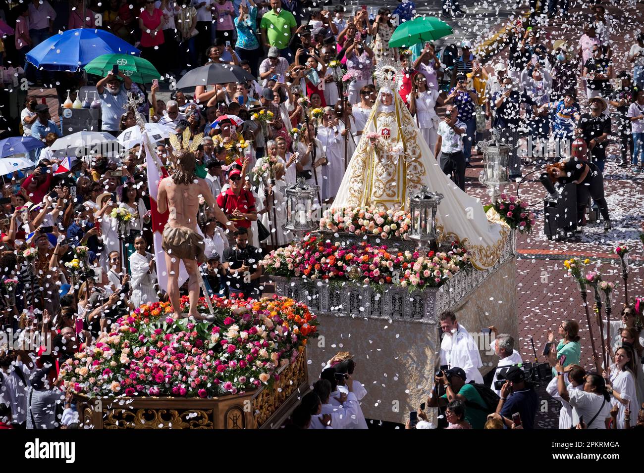 People attend an Easter Sunday procession in Panama City, Sunday, April ...