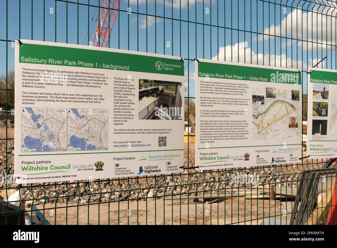 Salisbury, Wiltshire, England, UK. 2023. Information boards on the ...