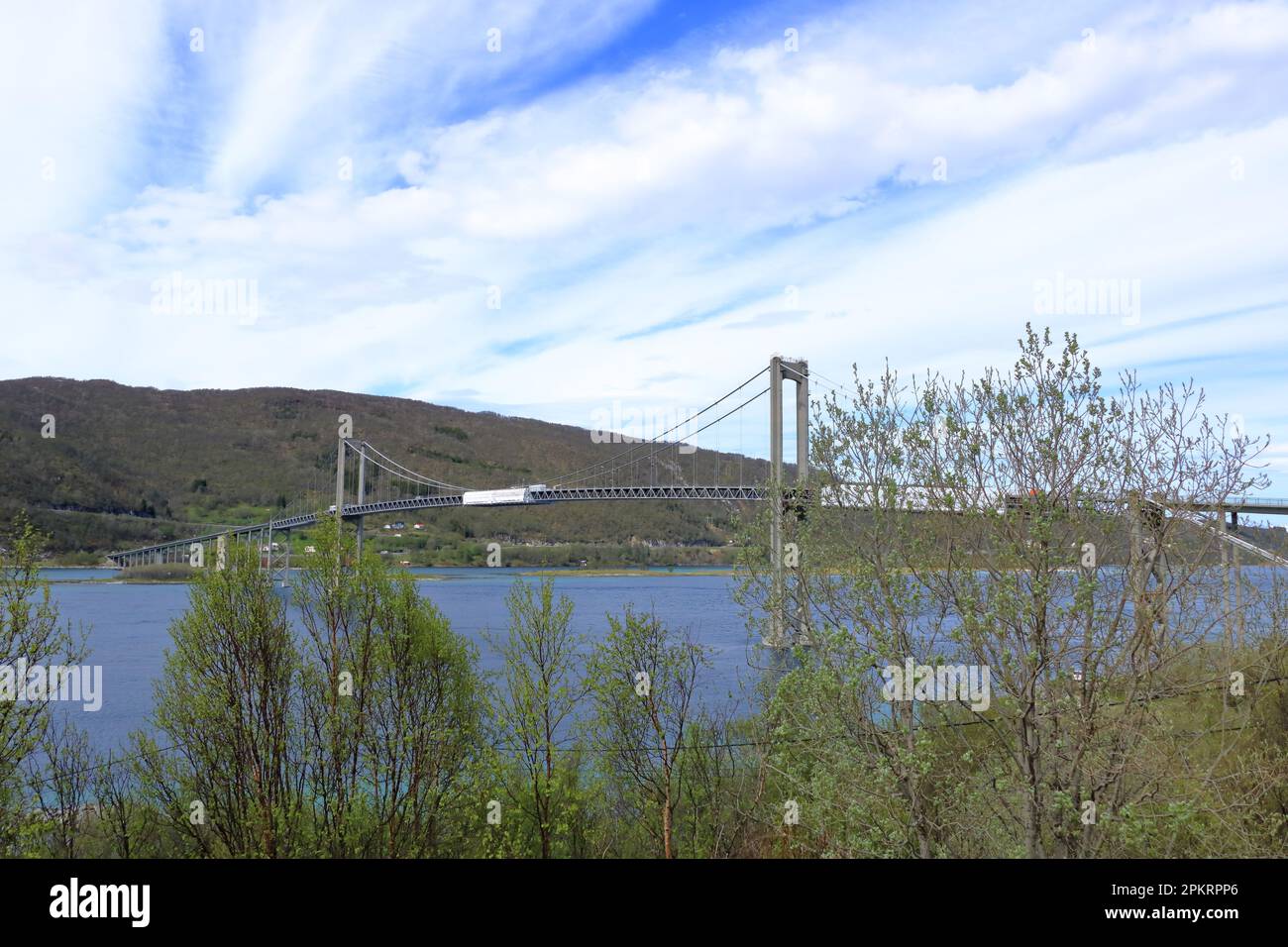 Norway, the Tjeldsund bridge, one of the many bridges that togheter ...