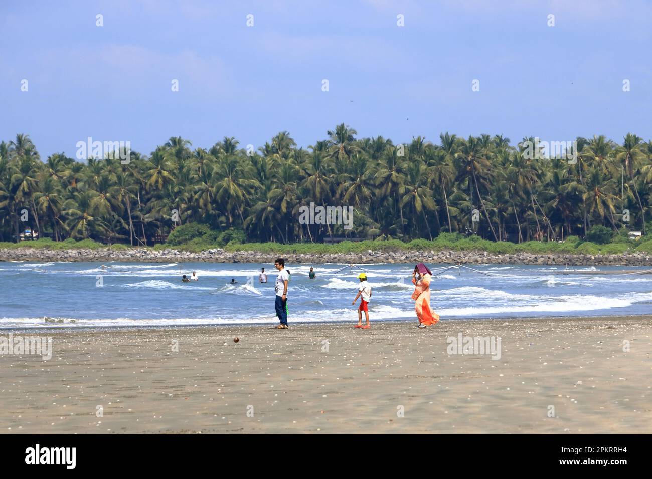 December 28 2022 - Kannur, Kerala in India: People enjoy the Dharmadam ...