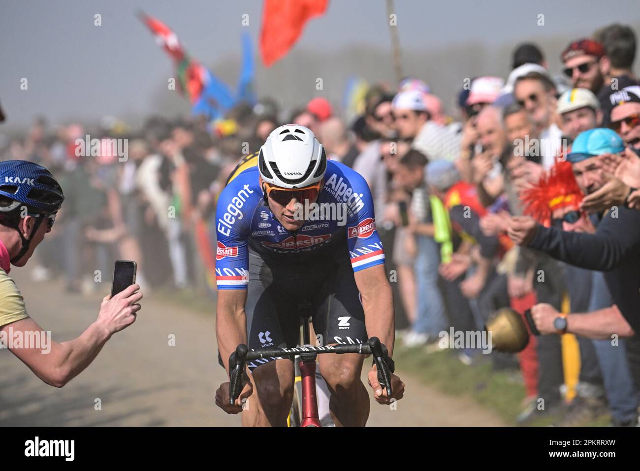 Mathieu Van Der Poel, of the Netherlands, cycles over the Carrefour de ...