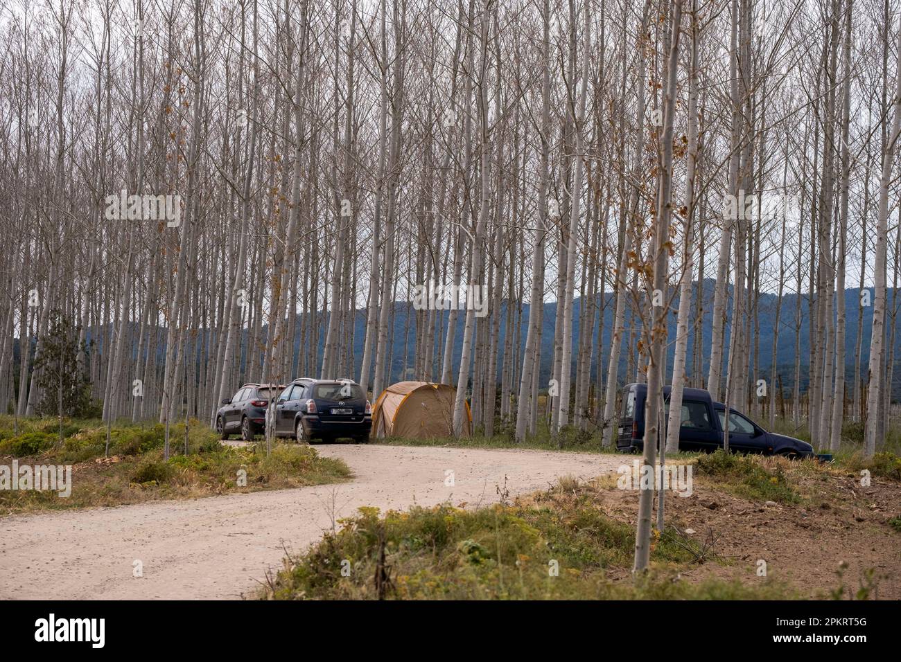 Sant Joan de Mollet, Spain. 9th Apr, 2023. Vehicles parked and tents at ...