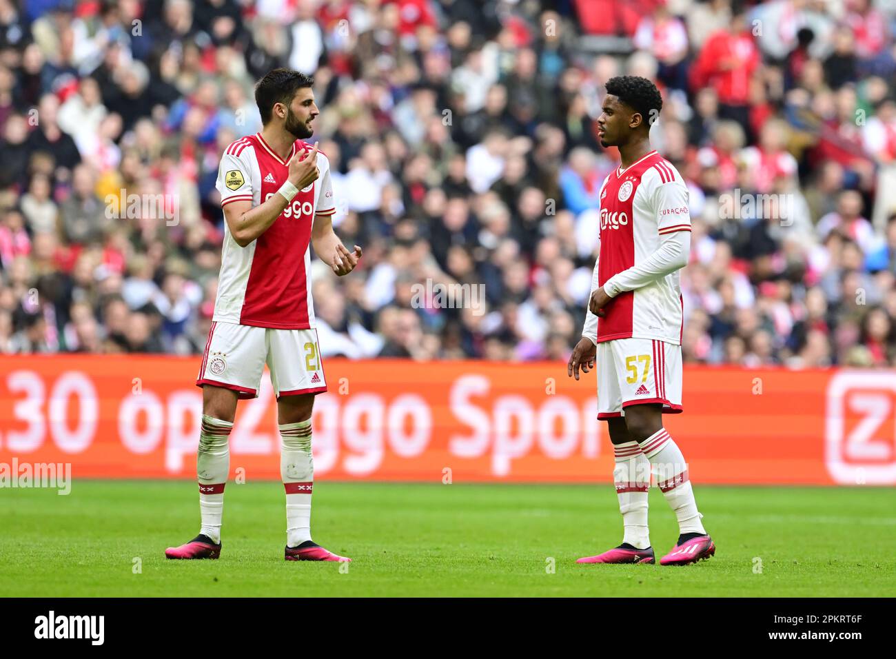 AMSTERDAM - Florian Grilliisch, Jorrel Hato of Ajax during the Dutch ...