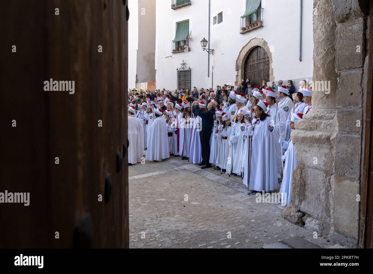 Cofrades during the procession of the Encounter of the Brotherhood of ...
