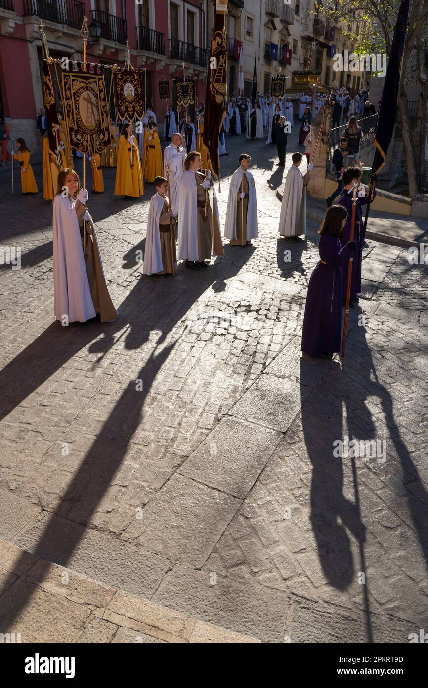 Cofrades during the procession of the Encounter of the Brotherhood of ...