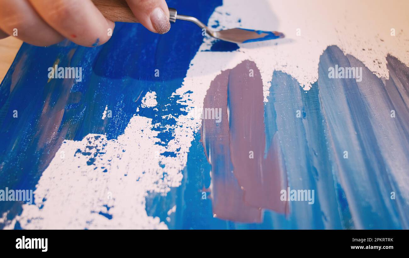 Abstract picture painting process woman drawing Stock Photo - Alamy