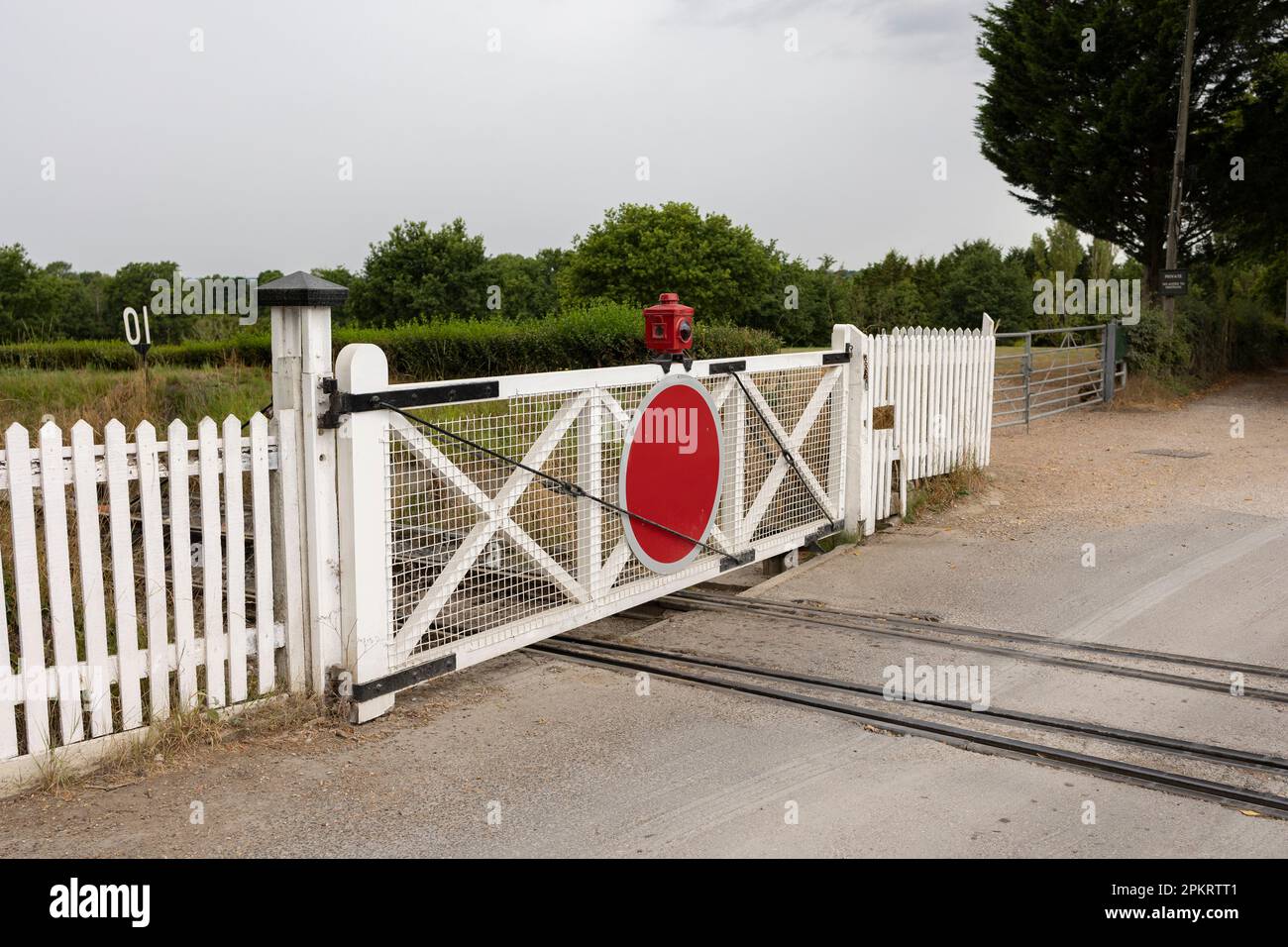 Steam engine locomotive rail level crossing blue anchor hi-res stock ...