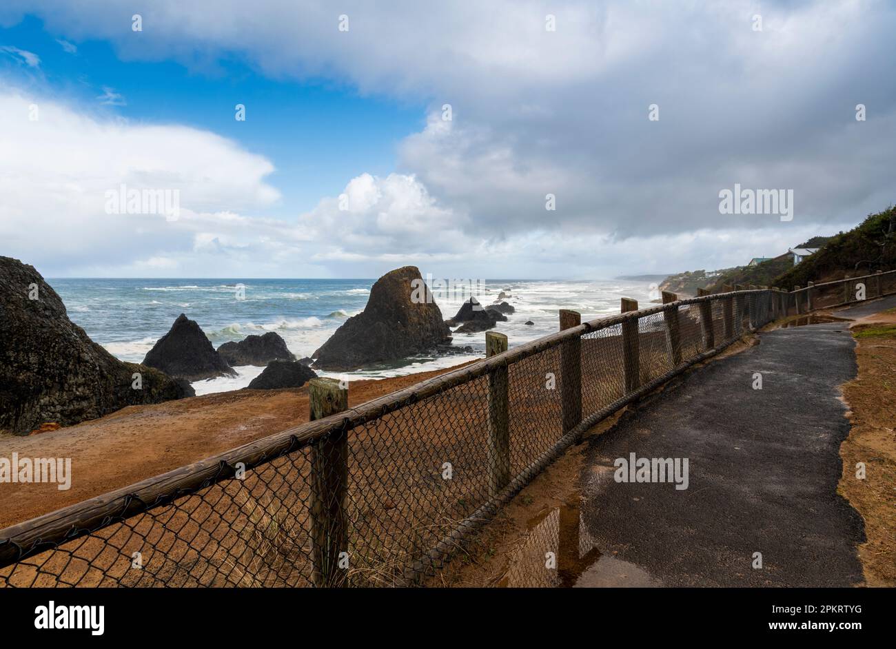 Trail along north side of Seal Rock State Park with views of large ...