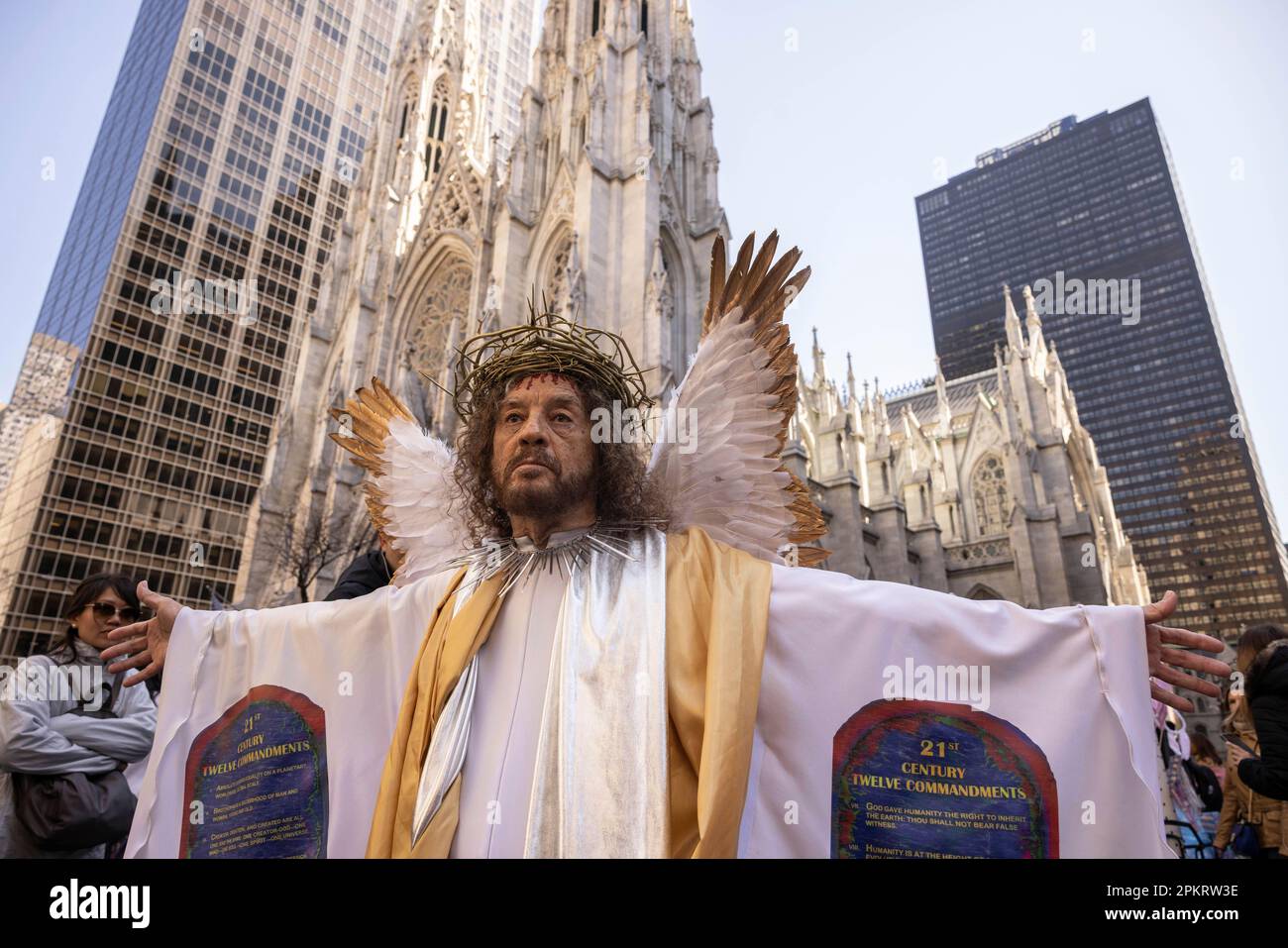 A person in costume is pictured during the annual Easter Parade and ...