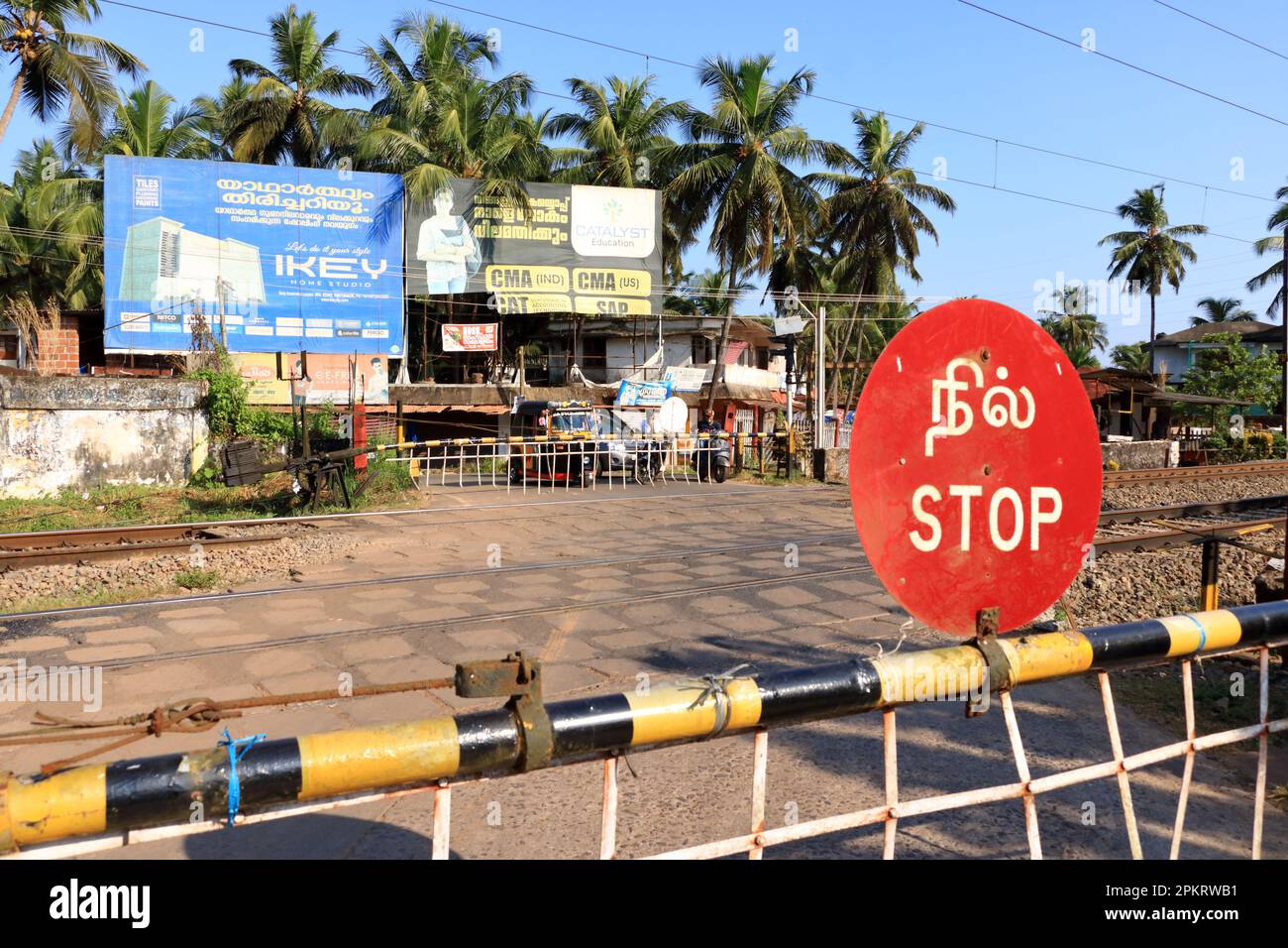 Indian railway crossing sign hi-res stock photography and images - Alamy