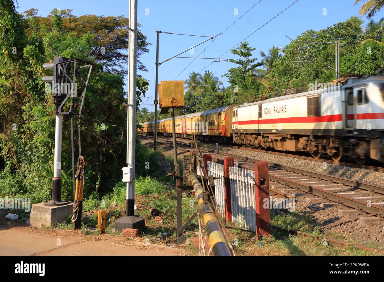 Indian railway crossing sign hi-res stock photography and images - Alamy
