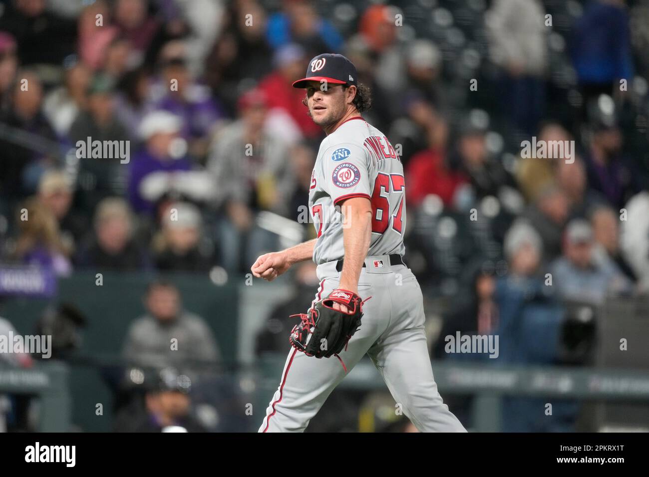 Washington Nationals relief pitcher Kyle Finnegan (67) in the eighth ...