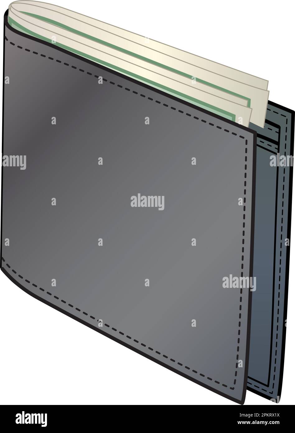 Men's Wallet, Paper Cash Currency Showing Folded - Closed Stock Vector ...