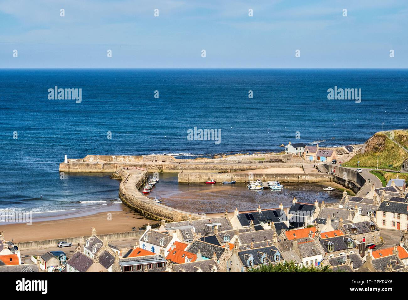 7 September 2022: Cullen, Moray, Scotland - The town and harbour of ...