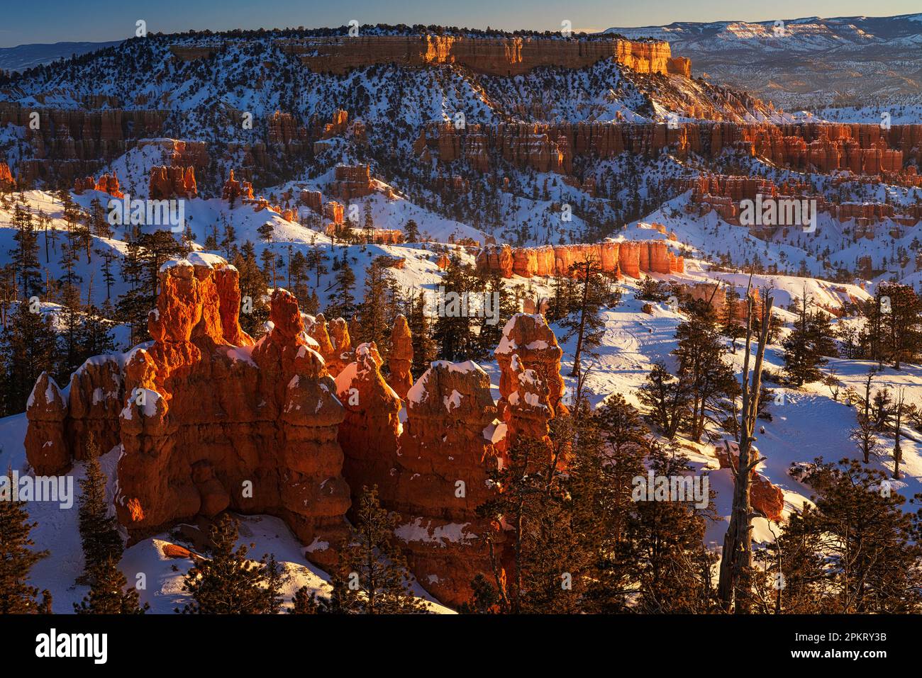 Winter sunrise light over Bryce Canyon National Park in Utah from ...